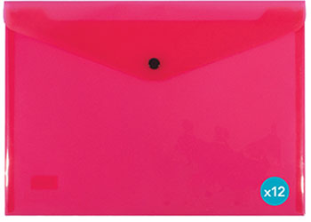Document Wallet A4 Button Close Red Pack of 12