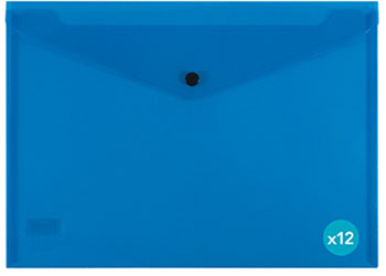 Document Wallet A4 Button Close Blue Pack of 12