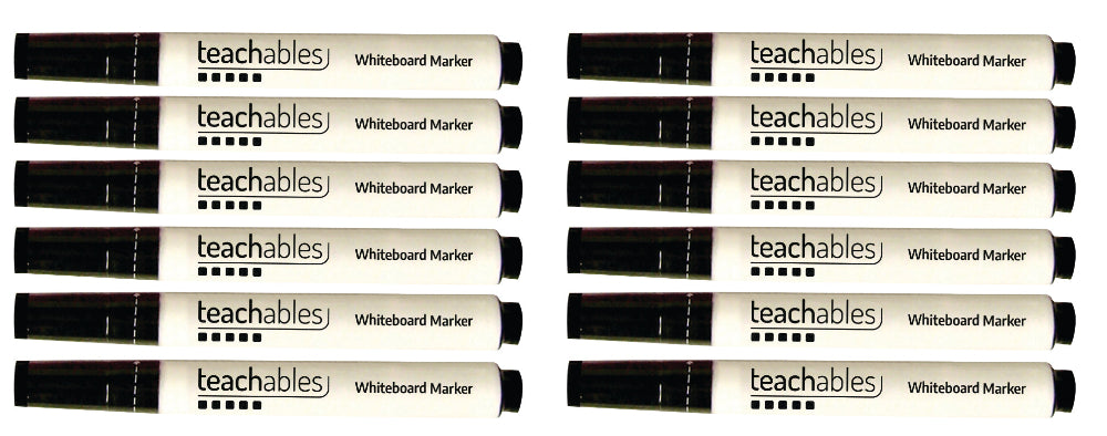 Teachables Whiteboard Marker Bullet Blk Pk 12