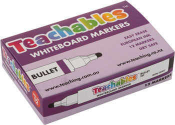 Teachables Whiteboard Marker Bullet Blk Pk 12